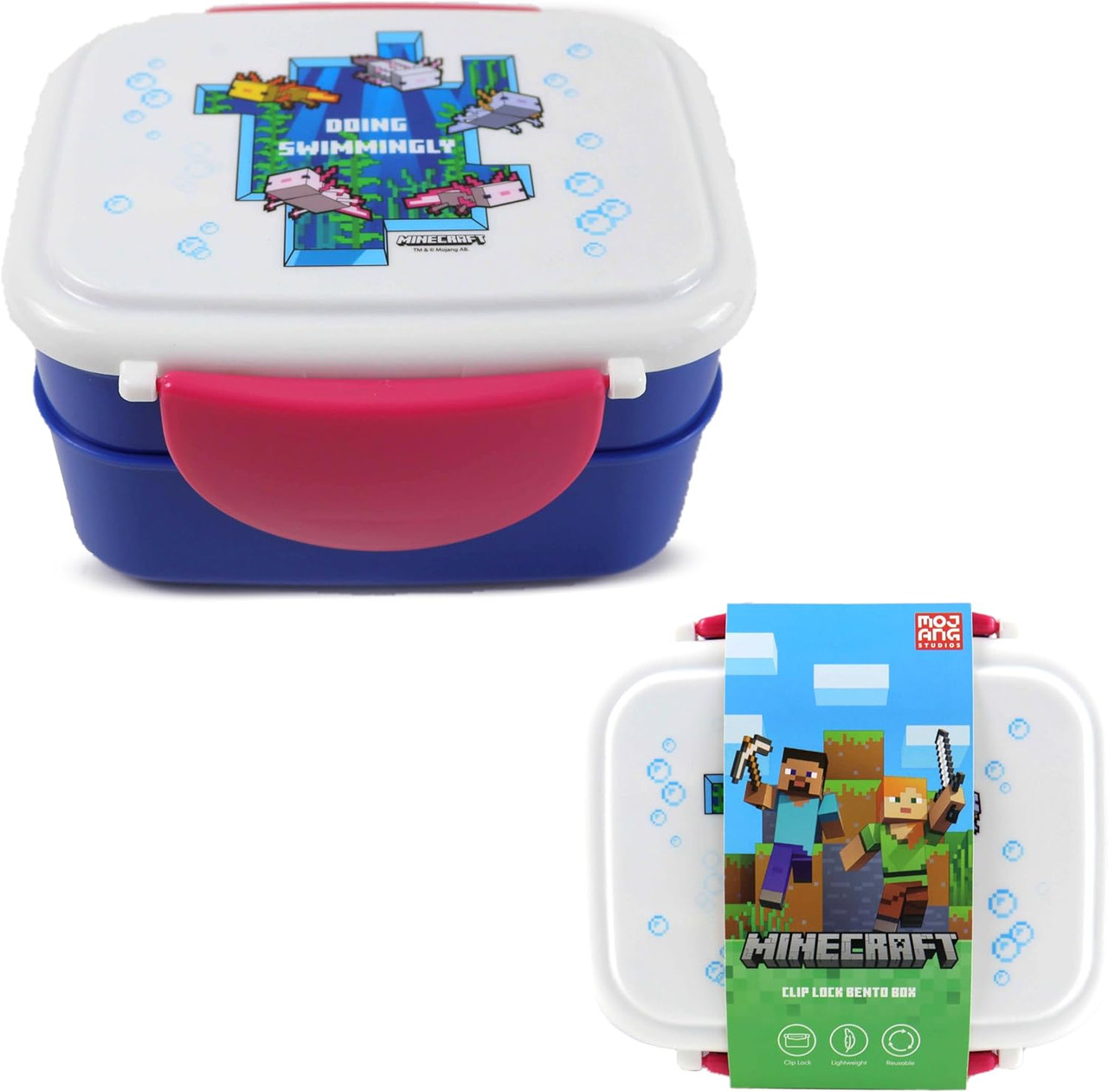Minecraft Axolotl Bento Lunch Box Spoon & Fork