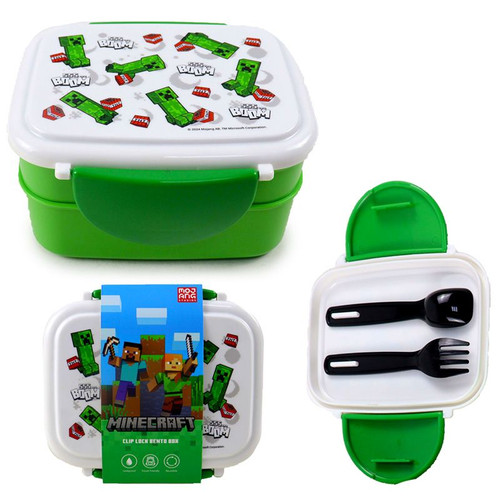 Minecraft Creeper TNT Bento Lunch Box Spoon & Fork