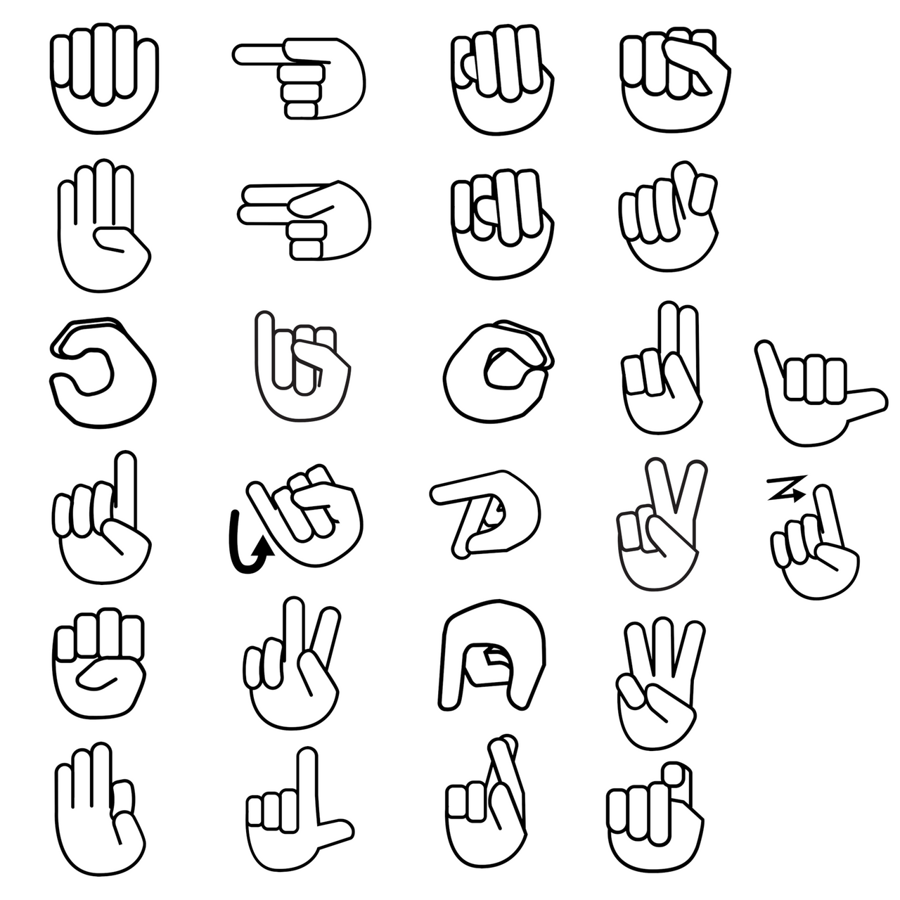 All 26 ASL Letters Rubber Stamps (Alphabet Bundle)