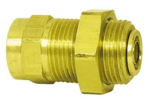 Imperial 91264 Brass Push-In Bulkhead Union – 1/4″ Tube × 1/4″ NPTF