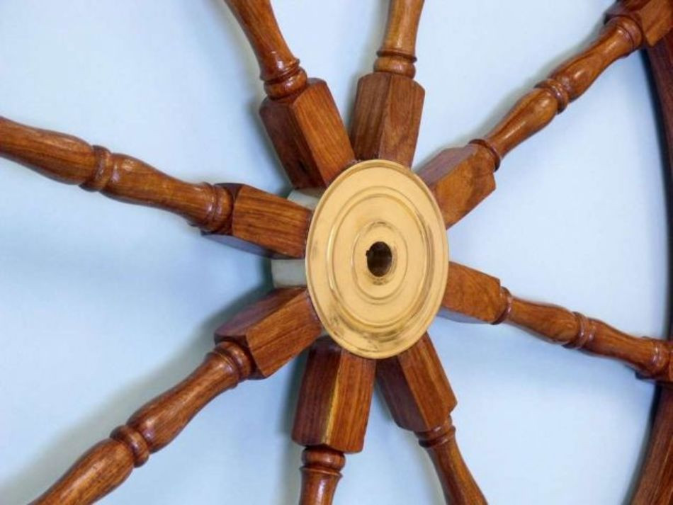 Deluxe Class Wood and Brass Decorative Ship Wheel 48" - Nautical Decor ...