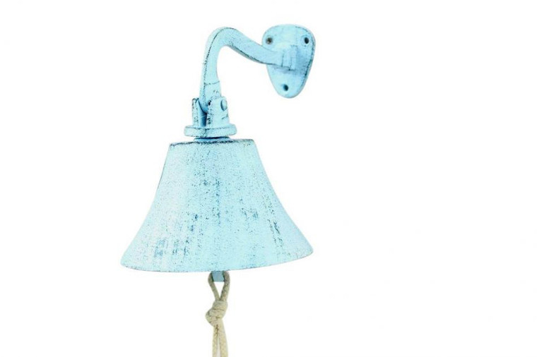 Dark Blue Whitewashed Cast Iron Hanging Ship's Bell 6" - Nautical Decor ...