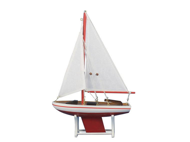 Wooden It Floats 12" - Red Floating Sailboat Model - Nautical Decor ...