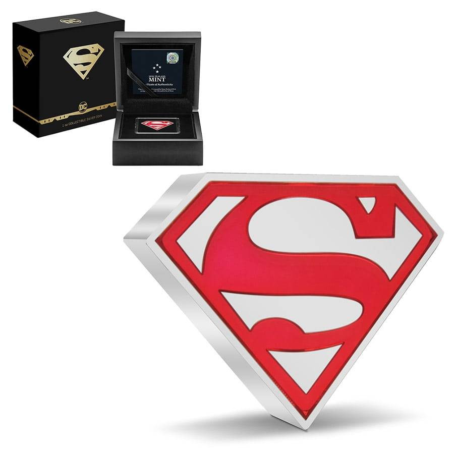 Superman Silver Logo Bright Silver Superhero Logo On White Background.