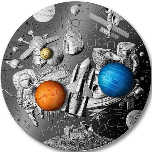 EXPLORATION OF SPACE De Doodle 3 Oz Silver Coin 2022