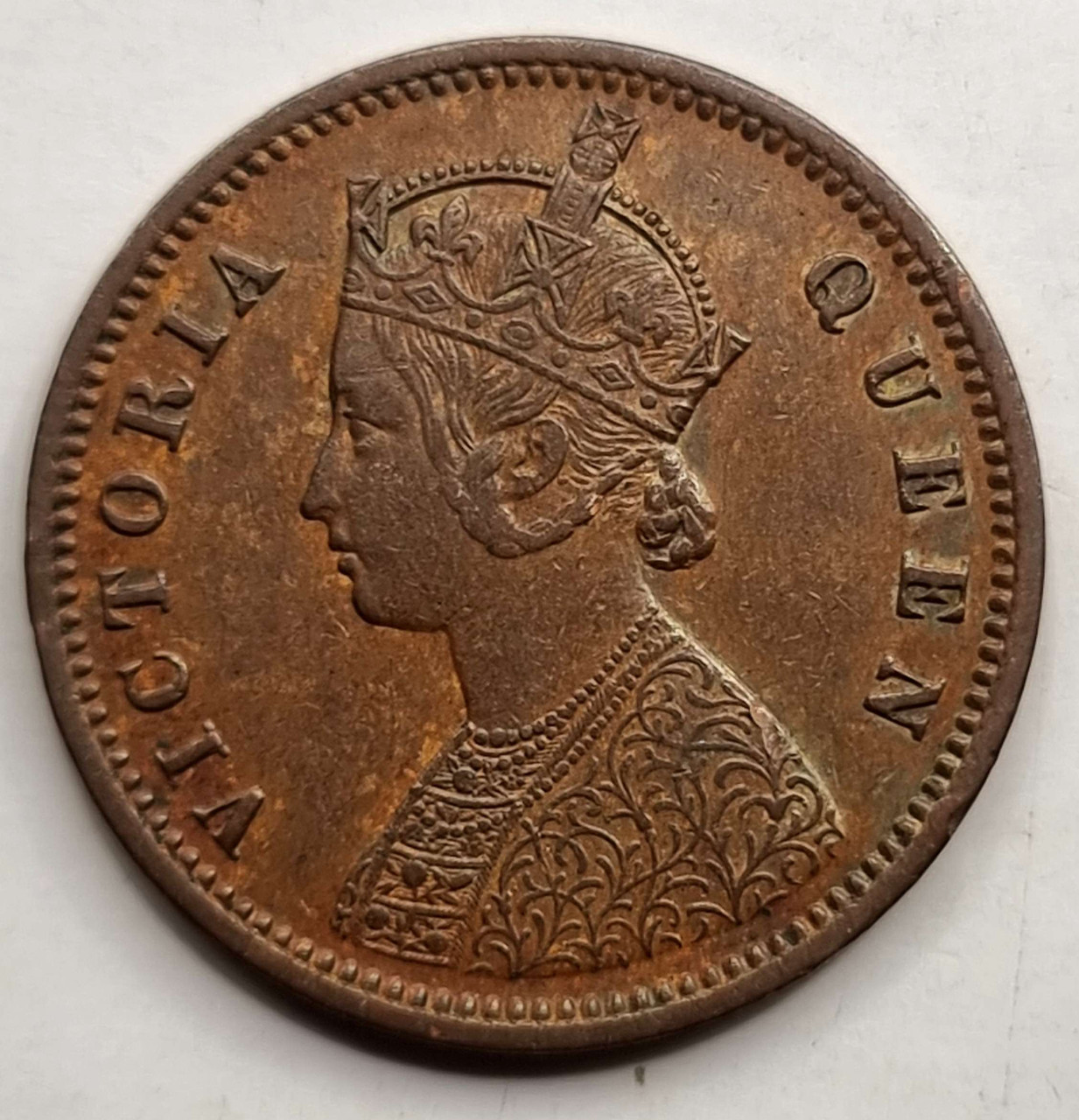 BRITISH INDIA 1/4 ANNA COIN 1874 QUEEN VICTORIA