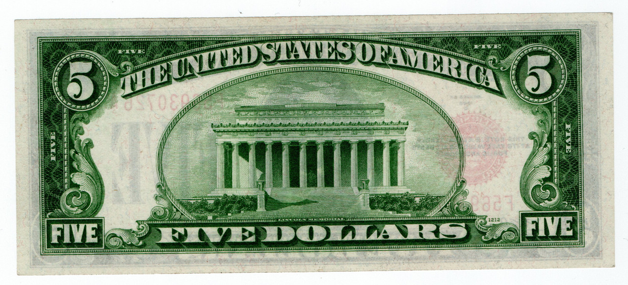 USA 5 DOLLAR RARE RED SEAL 1928 BANKNOTE