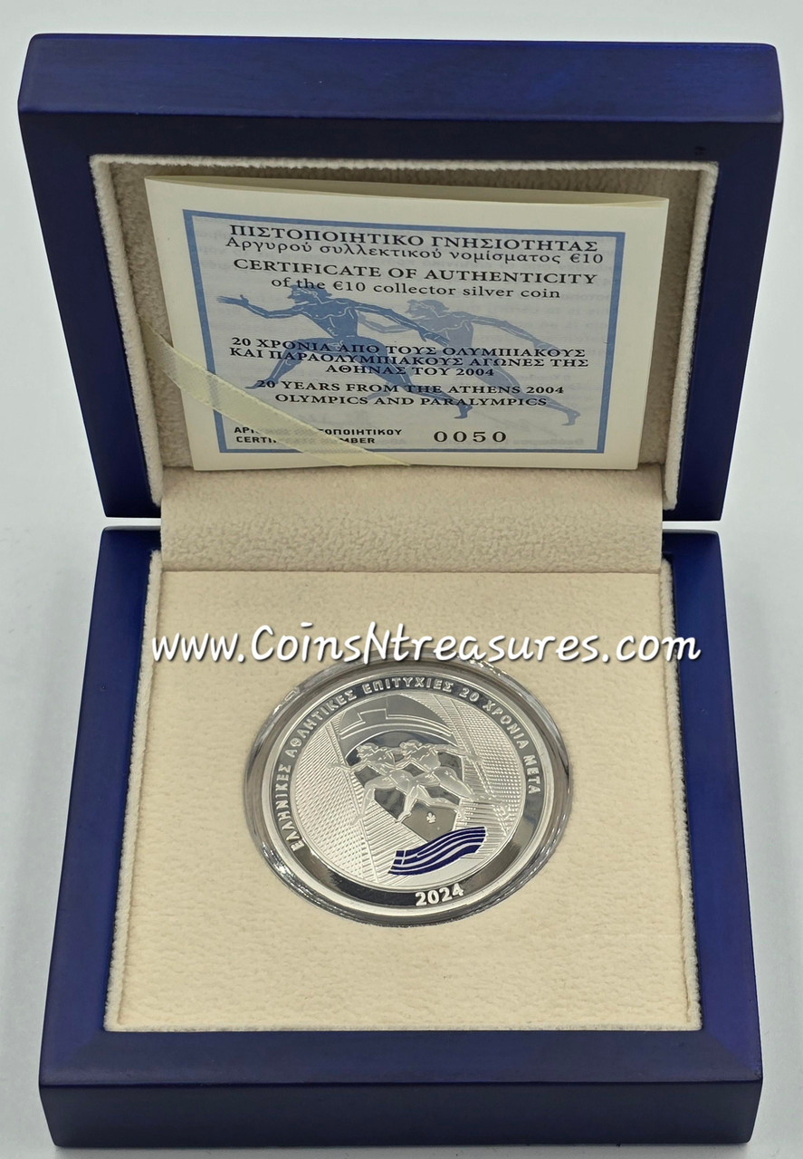 GREECE 2024 OLYMPIC GAMES 2004 ANNIVERSARY SILVER PROOF COIN