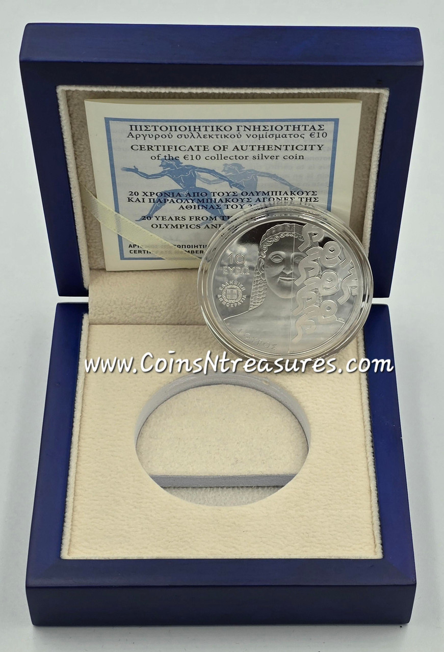 GREECE 2024 OLYMPIC GAMES 2004 ANNIVERSARY SILVER PROOF COIN