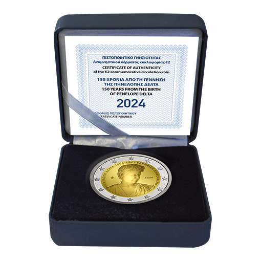 GREECE 2024 150 YEARS PENELOPE DELTA 2 EURO BE PROOF COIN