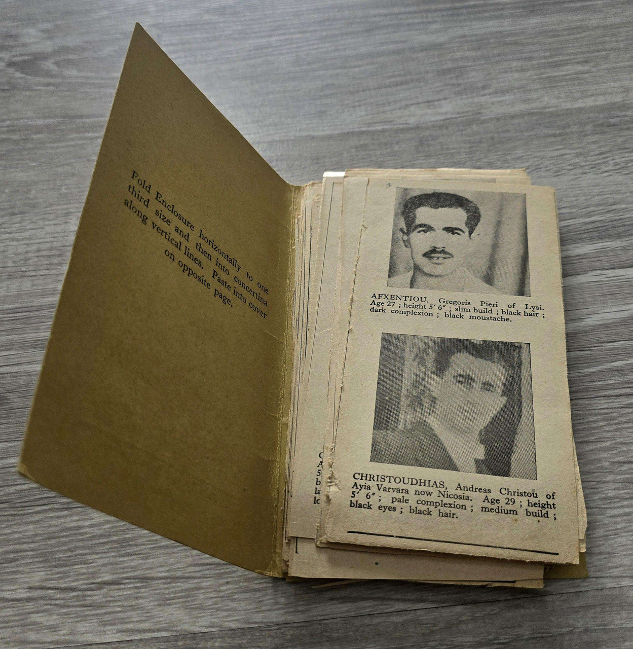 WANTED MEN OF CYPRUS 1955 EOKA FIGHTERS POCKED BOOKLET