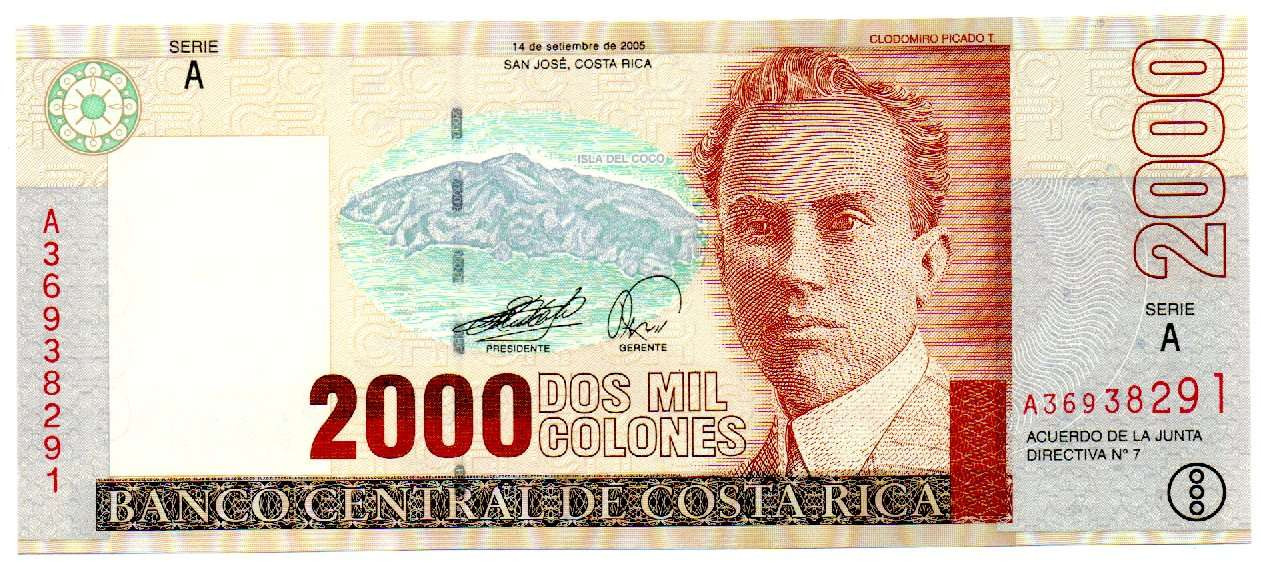COSTA RICA 2005 2000 COLONES UNC BANKNOTE P265 SHARK