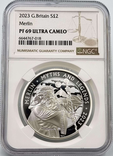 Myths and Legends Merlin 2023 UK 1oz Silver Coin NGC PF69