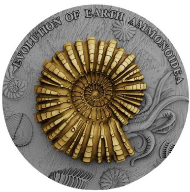 AMMONOIDEA Ammonite Earth Evolution 2 Oz Silver Coin 2018