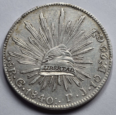 MEXICO 8 REALES SILVER COIN 1850 LIPERTAD EAGLE