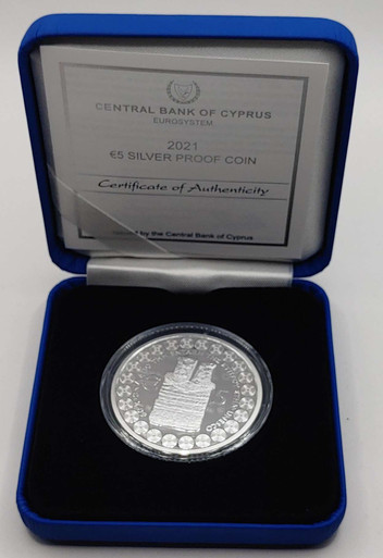 CYPRUS 2021 SILVER PROOF 5 EURO UNESCO ANCIENT IDOL