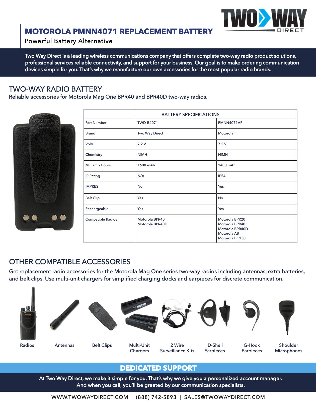 MOTOROLA MAGONE PMNN4071 REPLACEMENT BATTERY - TWD-B4071 - TwoWayDirect.Com