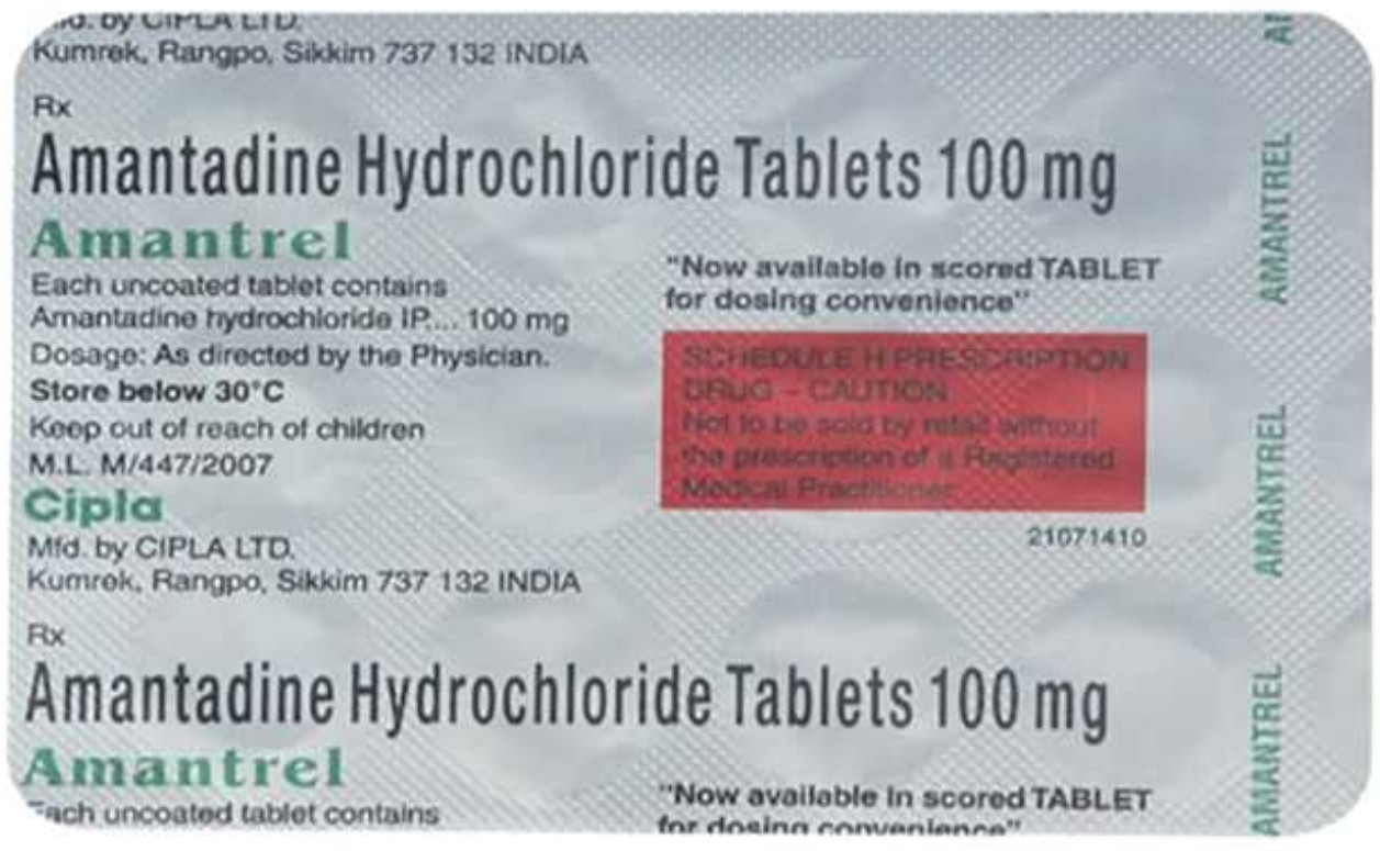 AMANTREL (Amantadine, ) 100 mg/tab, 100 tabs/pack