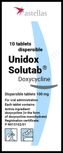 Buy UNIDOX SOLUTAB® (Doxycycline) 100 mg/tab, 10-30 tabs/pack