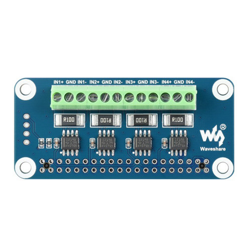 4-ch Current/Voltage/Power Monitor HAT for Raspberry Pi, I2C/SMBus