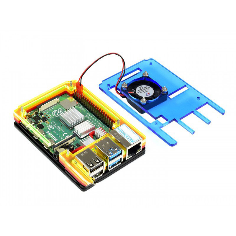 Buy Colorful Rainbow Acrylic Case for Raspberry Pi 4, with Cooling Fan ...