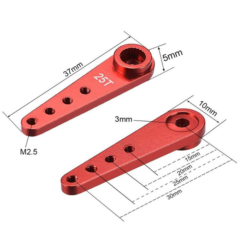 Buy 25T 37mm Metal Servo Motor Horn Half Arm Red | Evelta