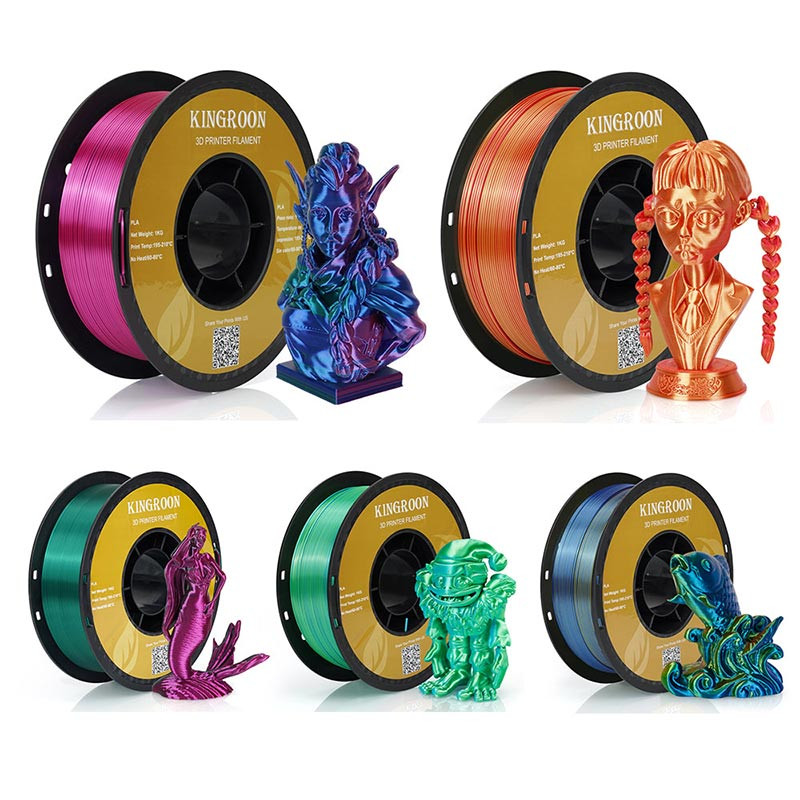 Buy Kingroon Silk Rainbow PLA 3D Printer Filament 1.75mm 1Kg | Evelta