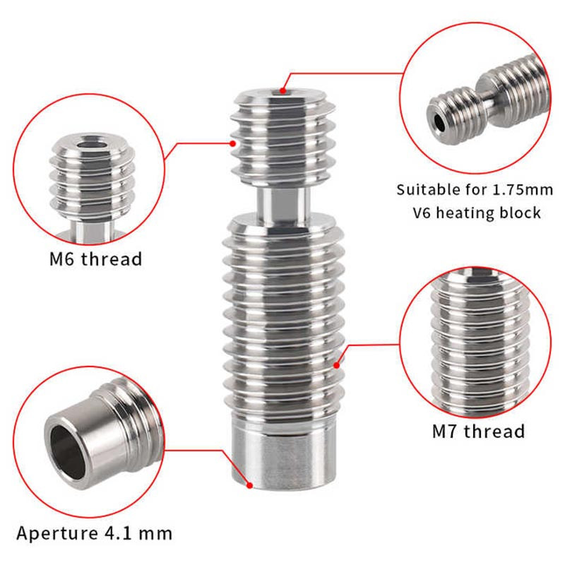 E3D V6 Throat - Upper Thread M6, Lower Thread M7, 1.75mm - Durable ...