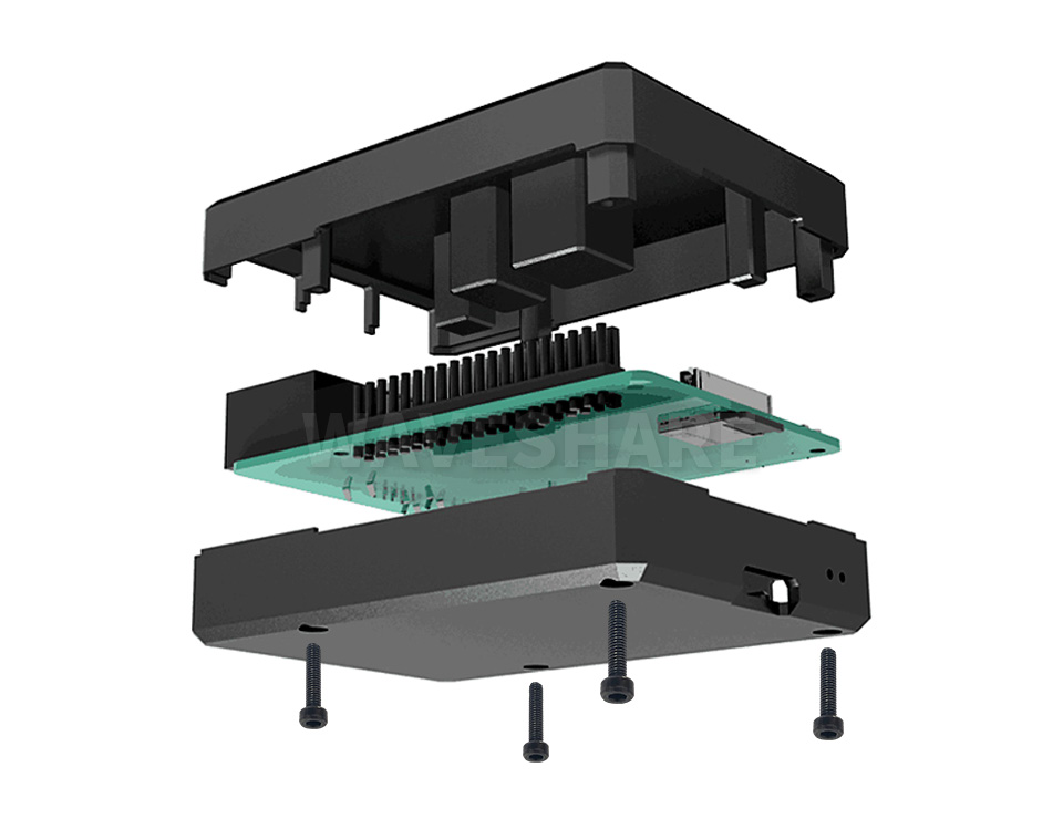 Waveshare | Aluminum Grid Grooved Case for Raspberry Pi 4 | Evelta