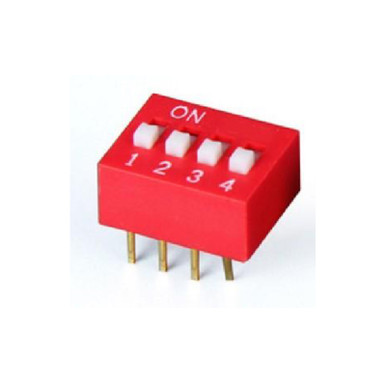 Buy DIP Switch 4 Position 100mA 50VDC Red color | DS-04R - Daier | Evelta