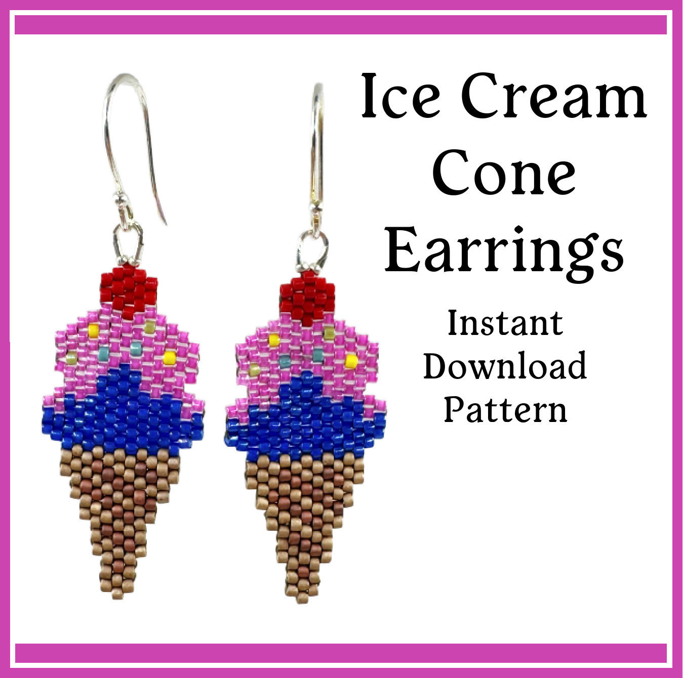 Ice Cream Cone Earrings Instant Download Pattern