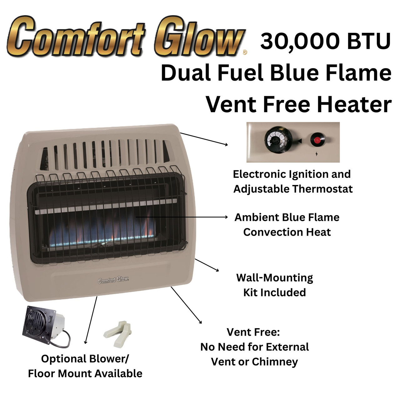Blue Flame Vent Free Heaters 30,000 BTU's CGS379