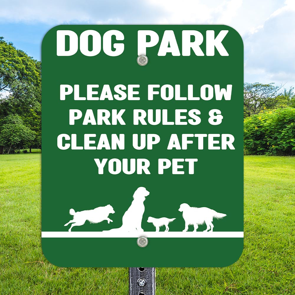 10"x 12" Aluminum Sign: Dog Park Please Follow Rules