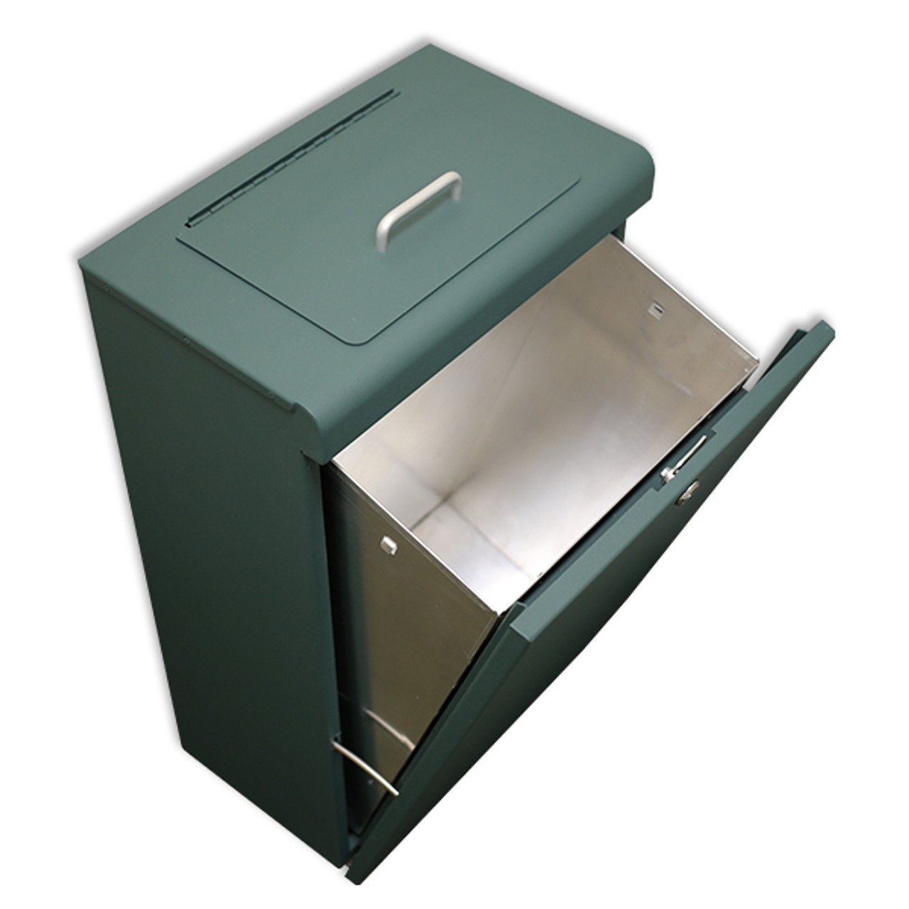 Aluminum Waste Can with Locking Chute
