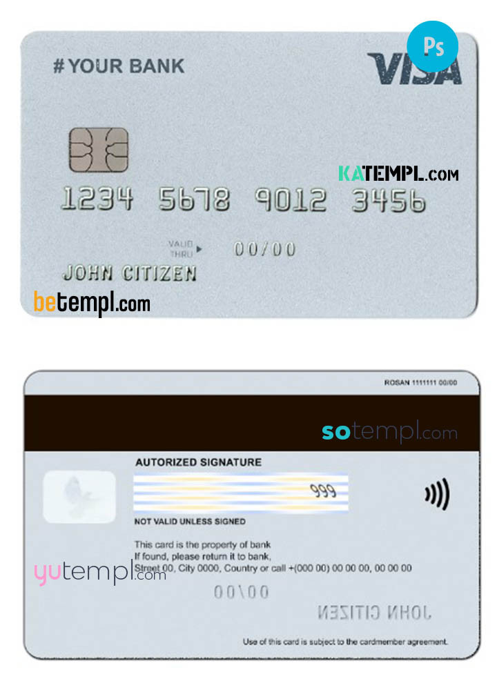 # external grey universal multipurpose bank card template in PSD format ...