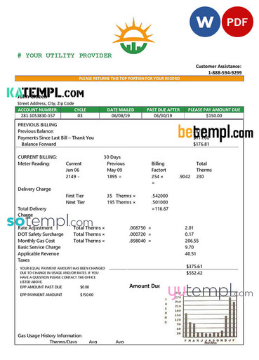 # sun voice universal multipurpose utility bill template in Word format