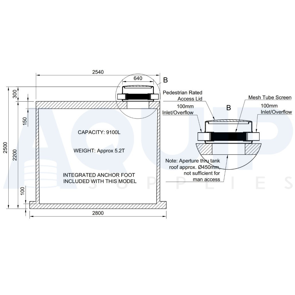 9,100L Underground Concrete Tank