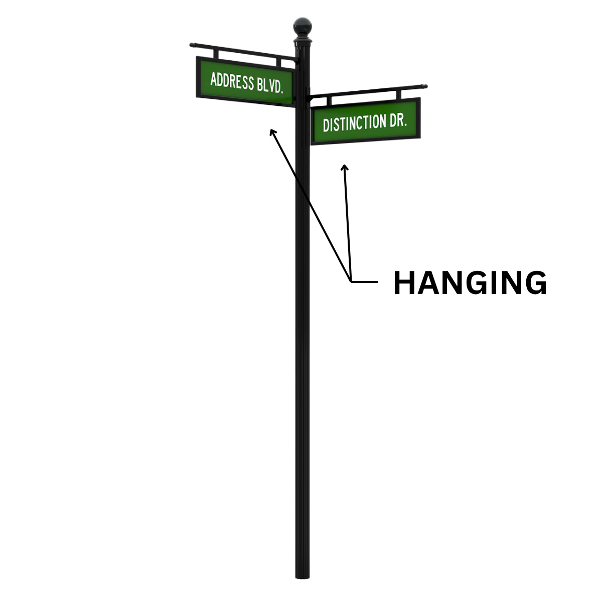 The 4" Fluted Street Sign Post System Double Frame - 4Ever Products