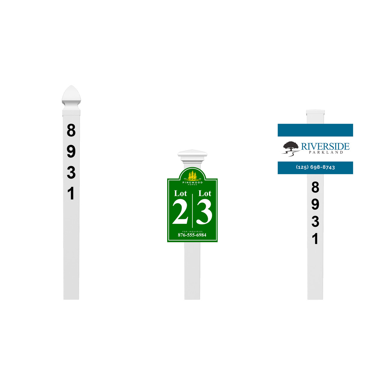 4" Vinyl Square Lot Marker with Power Stake - 4Ever Products