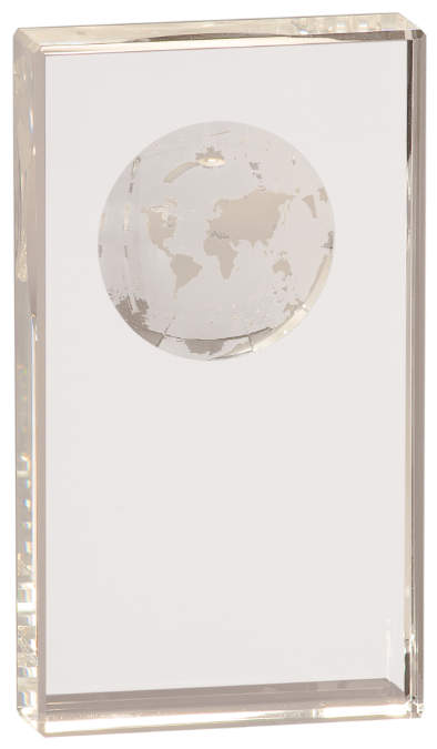 Crystal Rectangle with Etched Globe - JB's Awards & Custom Apparel