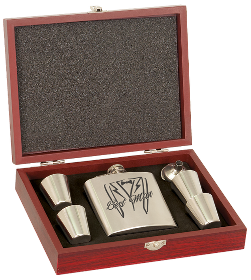 Stainless Steel Flask Gift Set with Rosewood Finish Box - JB's Awards ...