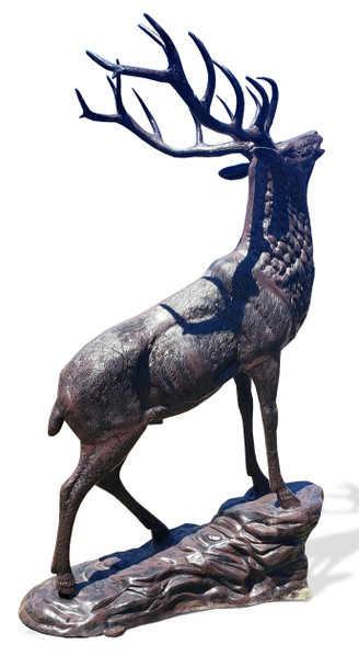 Large Royal Elk on Rock Garden Statue Bronze Color Recycled Aluminum ...
