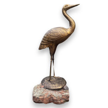 Standing Crane Bronze Color Recycled Cast Aluminum Artist Made Garden ...