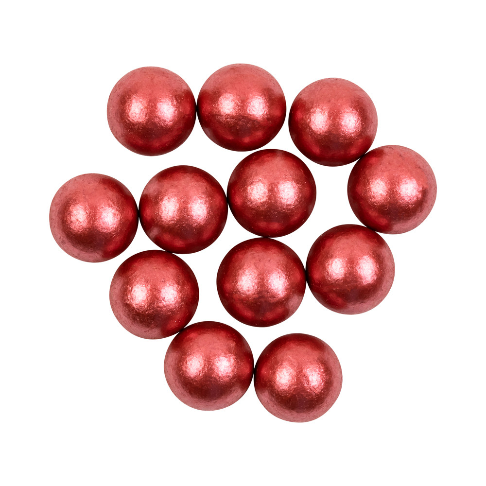 Chocolate Candy Pearls 20Mm Red | Edible Metallic Finish Garnish & Decor