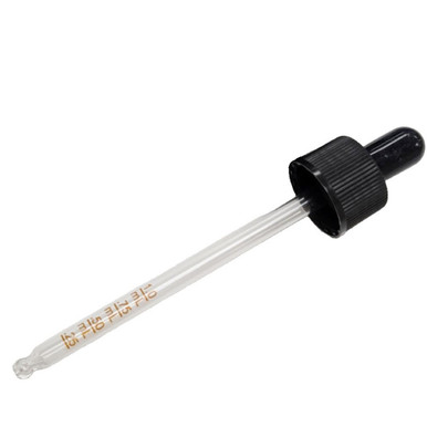 1ml Glass Dropper Cap for 4oz Boston Bottle | Black Plastic Threaded Topper