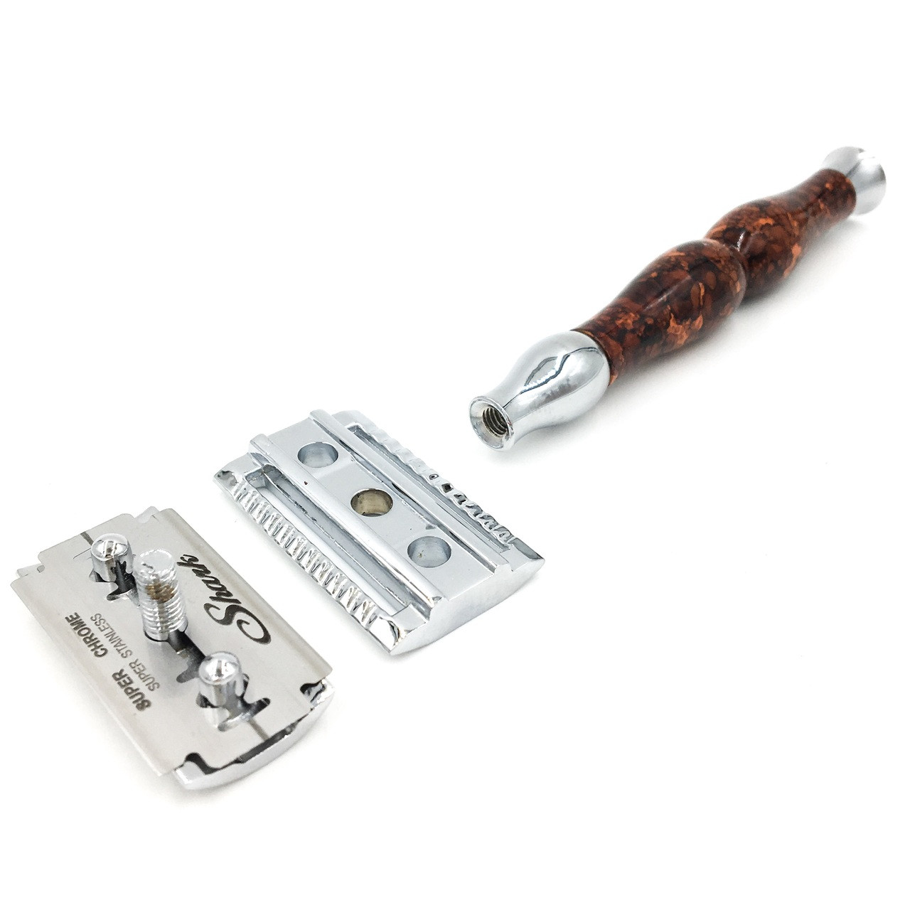 Parker 45R Heavyweight Double Edge Safety Razor & 5 Shark Super Chrome