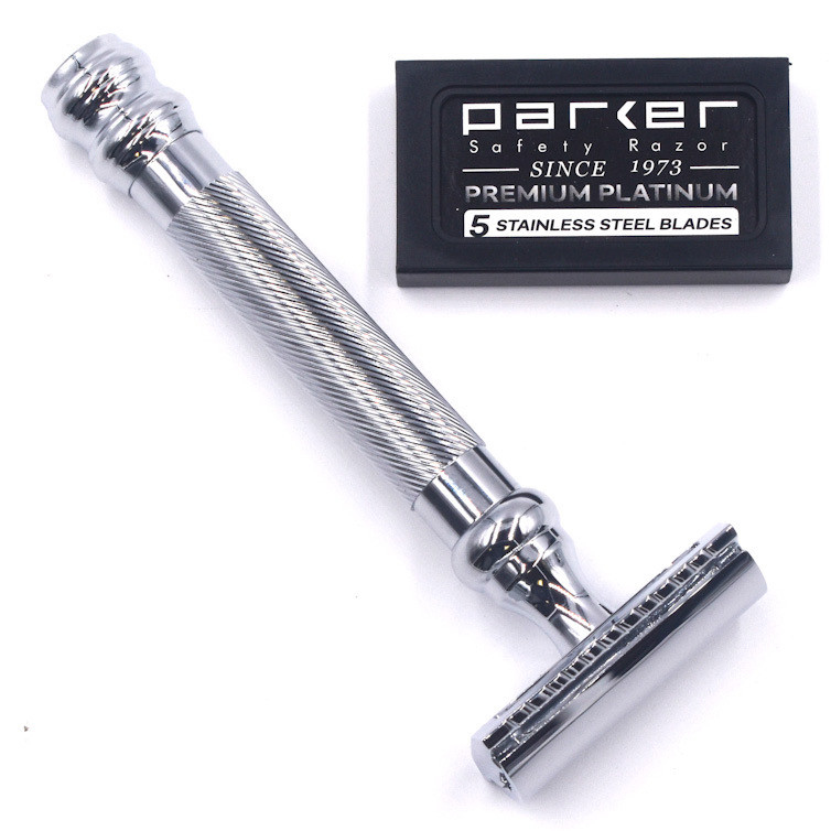 Parker 98R Ultra Heavy Weight Long Handle DE Safety Razor & 5 Blades
