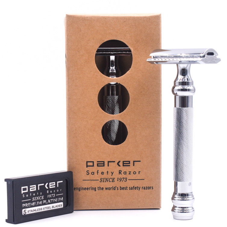 Parker 98R Ultra Heavy Weight Long Handle DE Safety Razor & 5 Blades