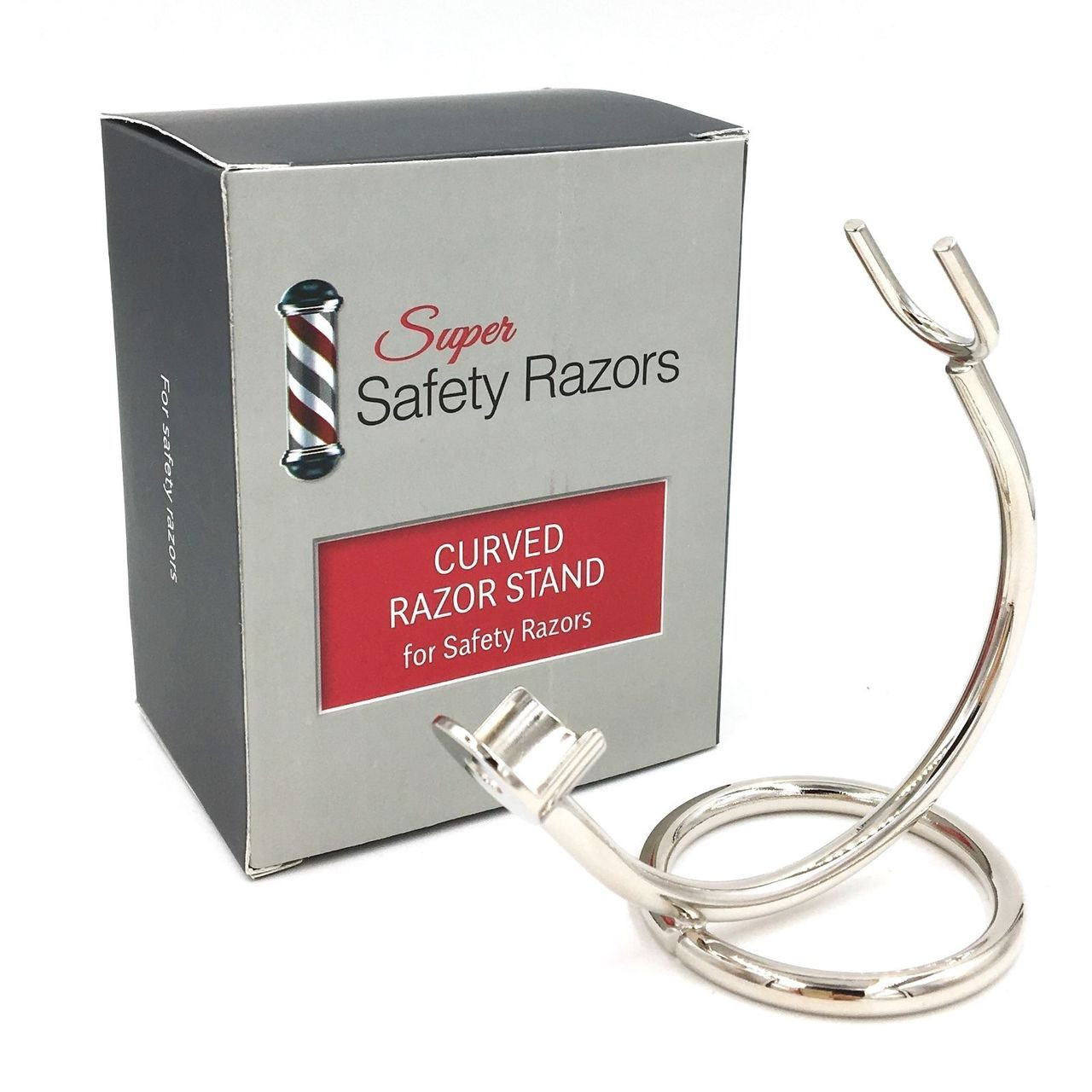 Curved Chrome Razor Stand for Safety Razors
