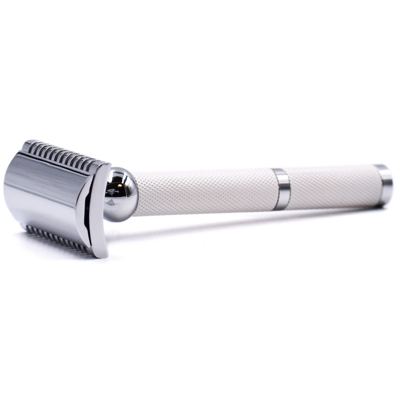 Parker 70C White and Chrome Open Comb Safety Razor and 5 blades